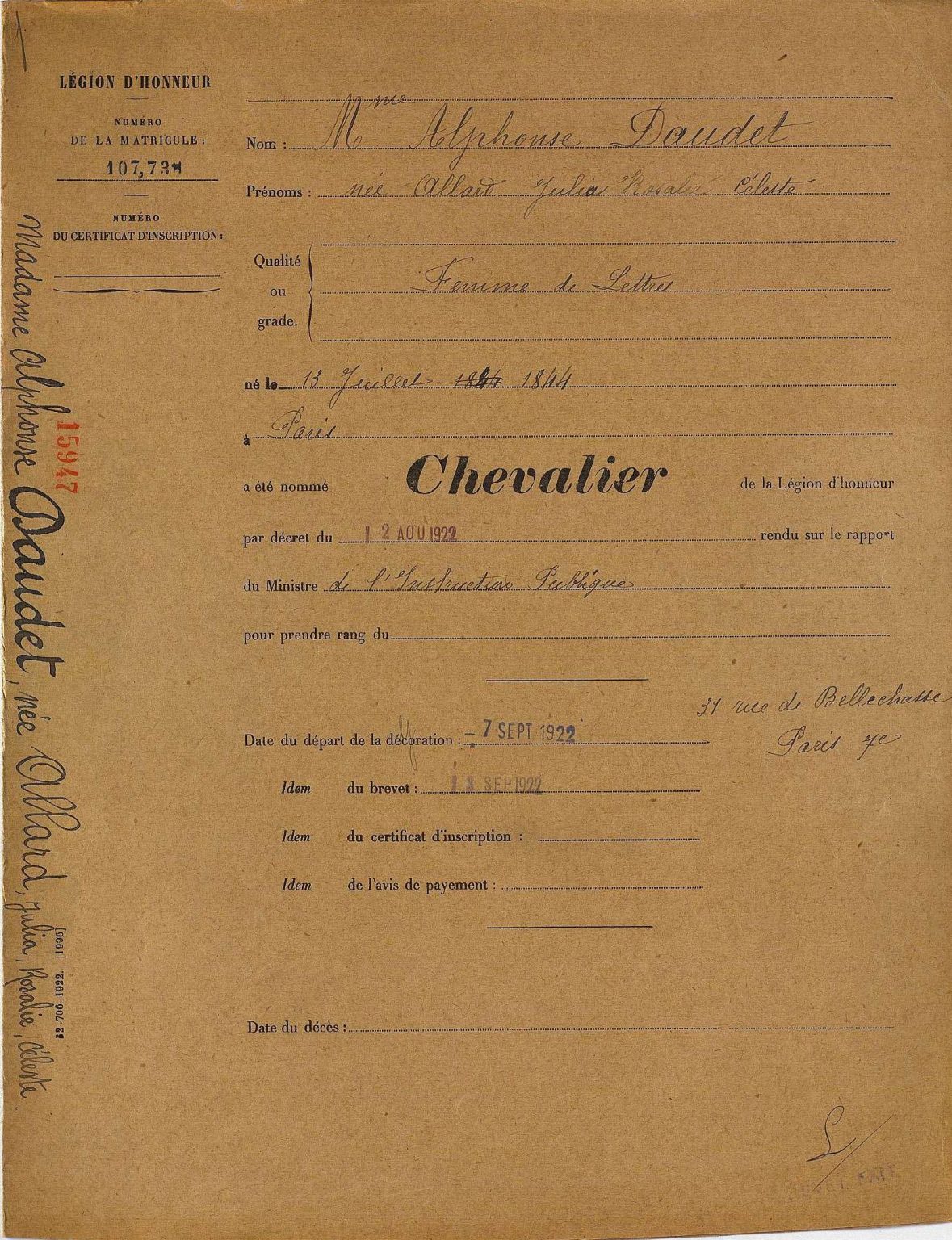 ChallengeAZ - Julia Allard (épouse d'Alphonse Daudet)